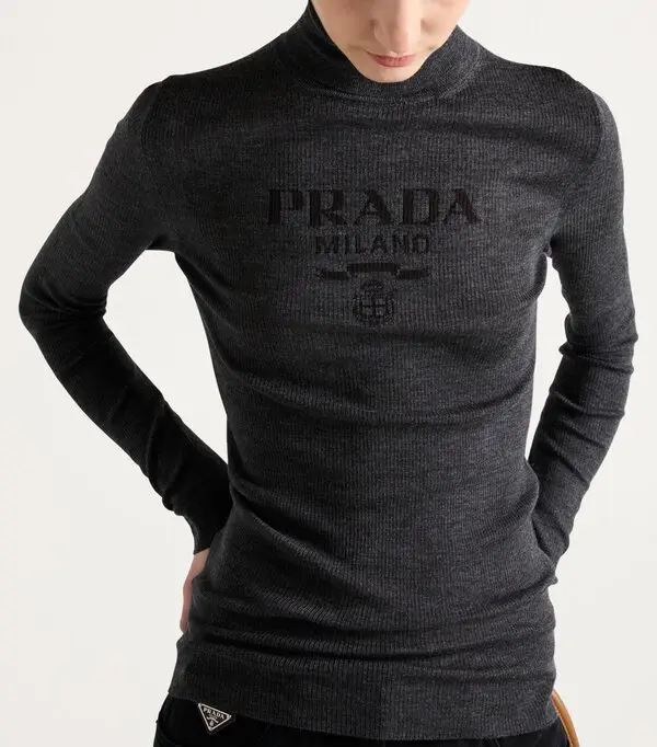 Prada Wool-blend Rollneck Sweater - Grey