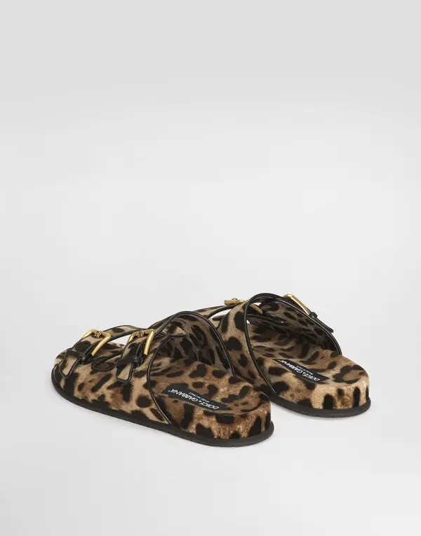 Dolce & Gabbana Leopard- Velvet Sliders - Print