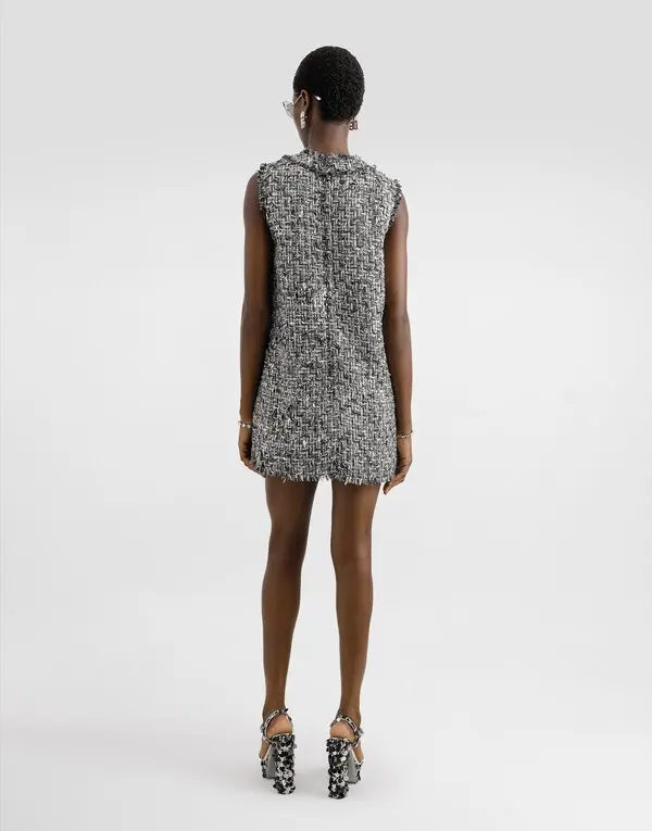 knee length dresses for ladies Dolce & Gabbana Embellished Checked Tweed Shift Dress  Runway Catalog