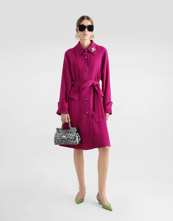 Dolce Gabbana Single-Breasted Wool Crepe Coat With Belt