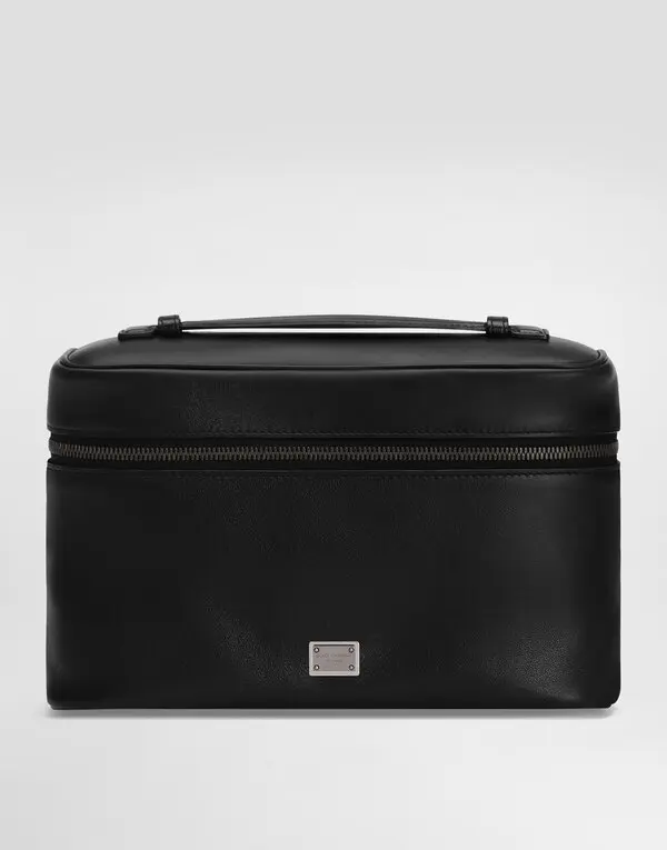 Dolce & Gabbana Calfskin Nappa Leather Toiletry Bag - Black