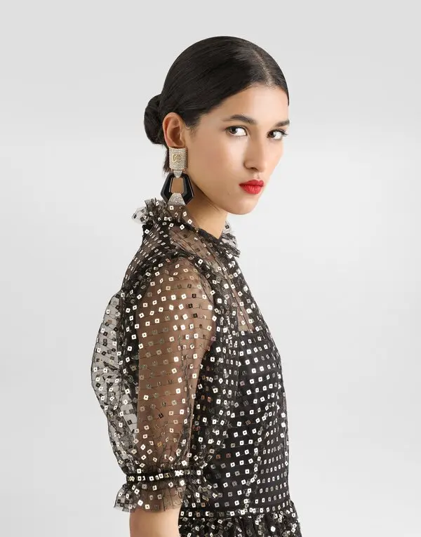 Dolce & Gabbana Sequin-embellished Tulle Babydoll Dress - Gold