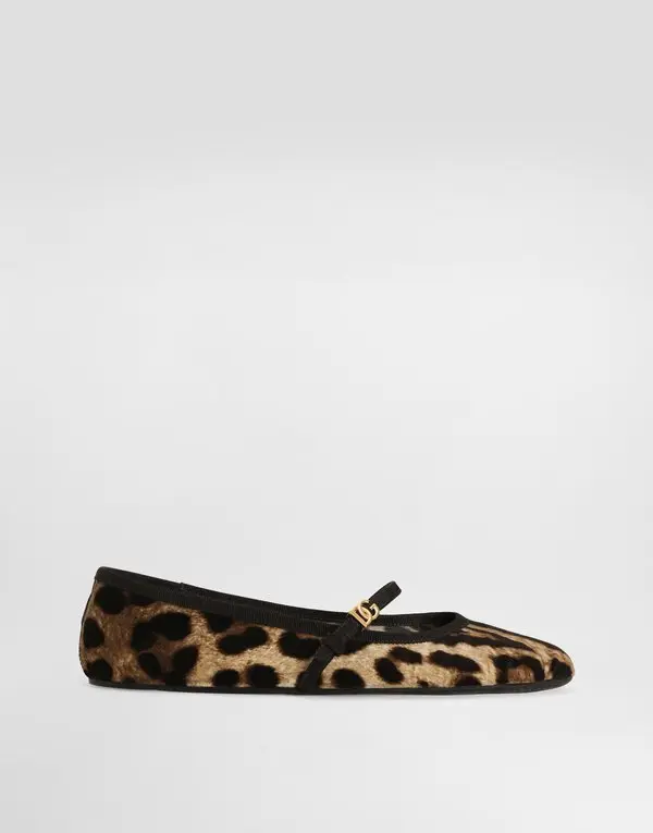 Dolce & Gabbana Leopard- Velvet Vally Ballerinas - Print