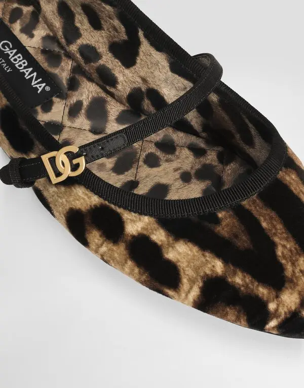 Dolce & Gabbana Leopard- Velvet Vally Ballerinas - Print