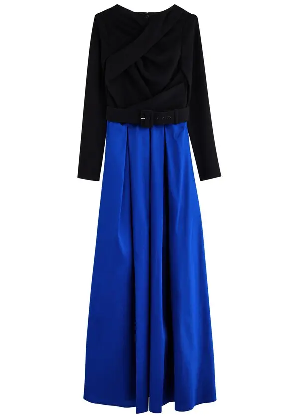 Talbot Runhof Colour-blocked Maxi Gown - Blue