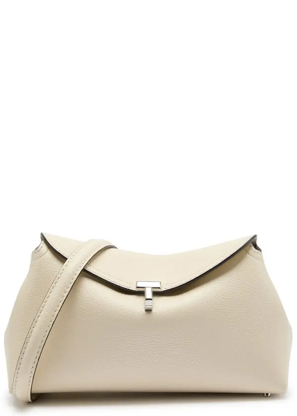 TOTÊME T-lock Grained Leather Clutch - White