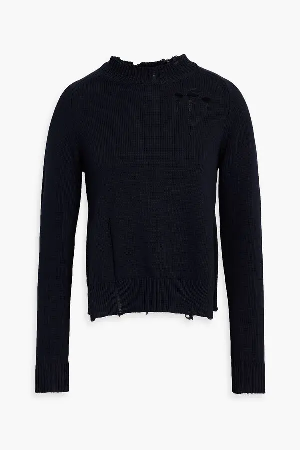 MAISON MARGIELA Distressed Cotton Sweater - Navy
