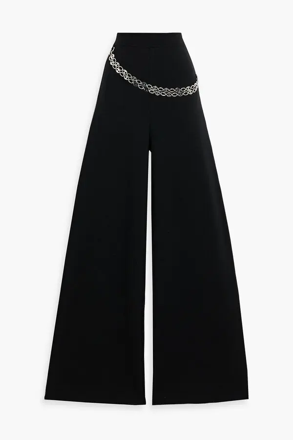 Rabanne Chainembellished Merino Woolblend Wideleg Pants