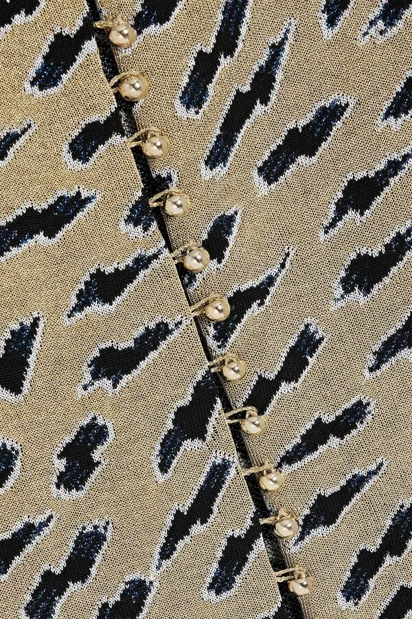Rabanne Cropped Metallic Jacquard-knit Cardigan