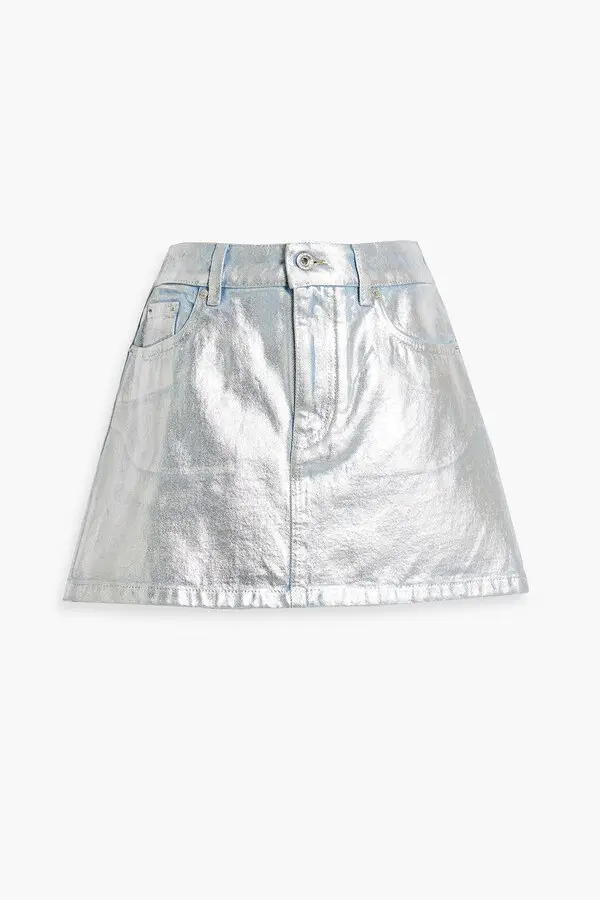Rabanne Coated Metallic Denim Mini Skirt