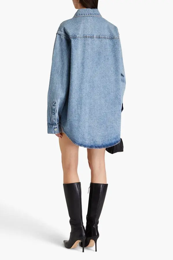 Alexander Wang Oversized Crystal-embellished Denim Shirt