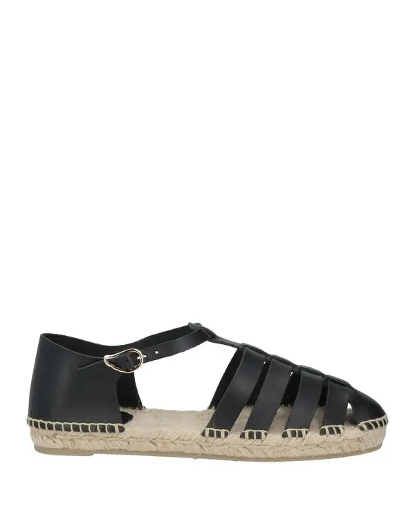 CastaÑer Leather Espadrille Sandals - Black