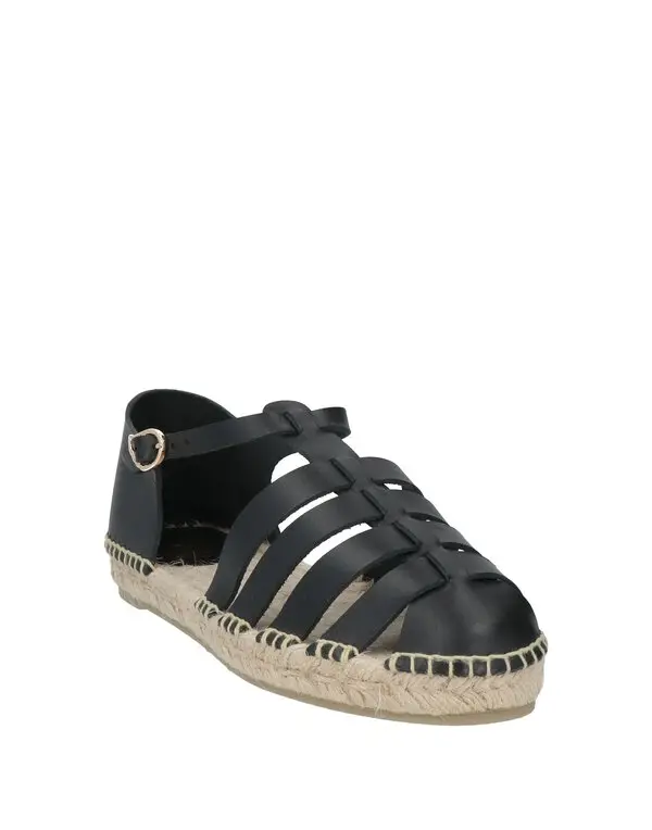 CastaÑer Leather Espadrille Sandals - Black