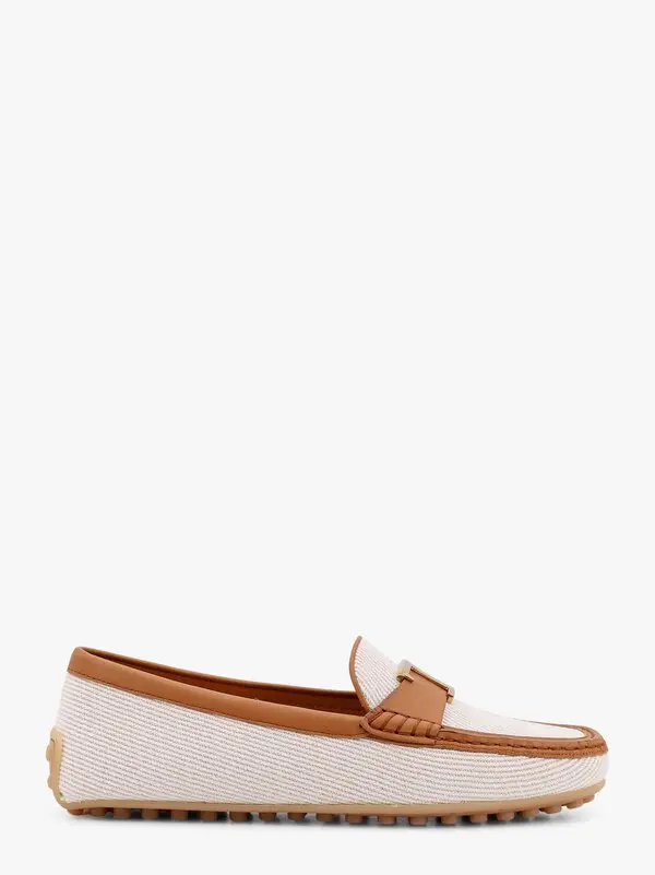 TOD'S Canvas Loafer With T Timeless Detail - Beige