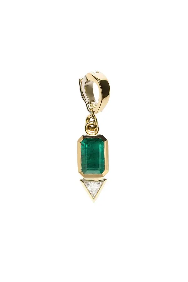 AZLEE Emerald & Diamond Charm - 18k Yellow Gold  Emerald  & Diamond