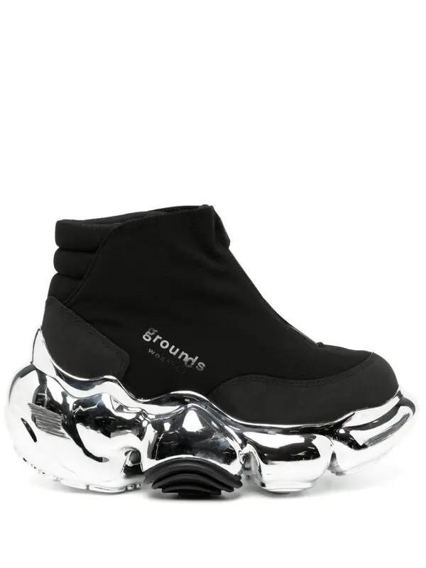 Grounds Moopie Weather Chrome Sneakers In Black | Editorialist