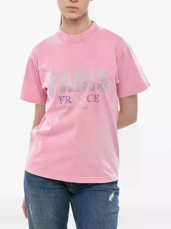 Balenciaga Logo-studded T-shirt - Pink