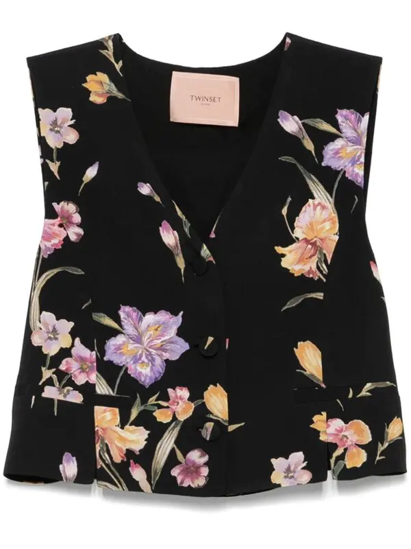 TWINSET Floral-print Waistcoat - Black