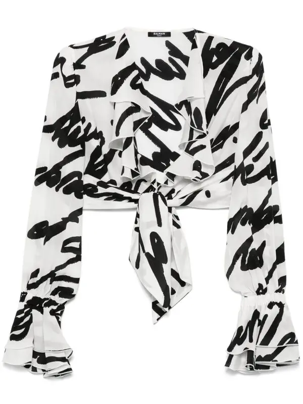 Balmain Love Letter-print Blouse - White