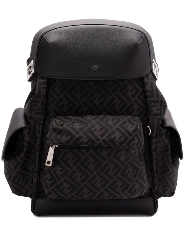 Fendi Ff Jacquard Backpack - Black