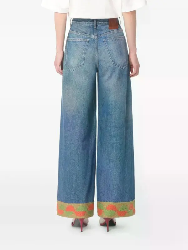 Valentino Garavani Jacquard-trim Jeans - Blue