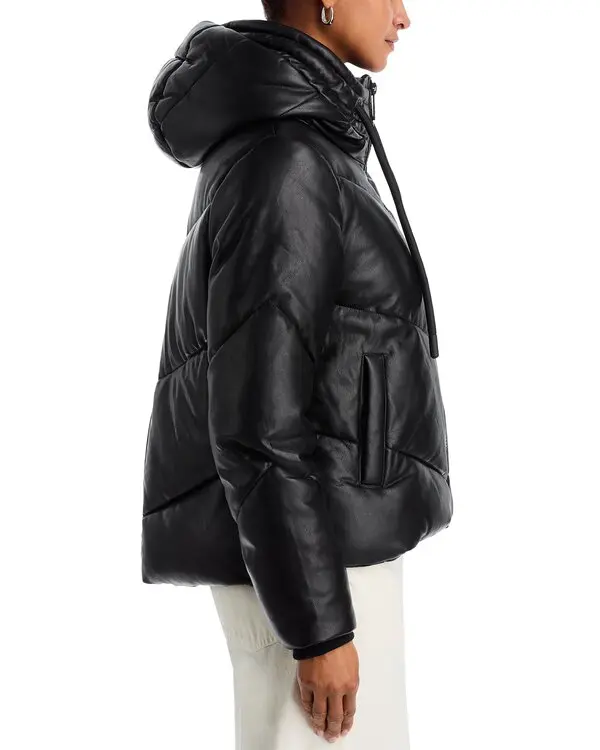 Andrew Marc Faux Leather Puffer Jacket