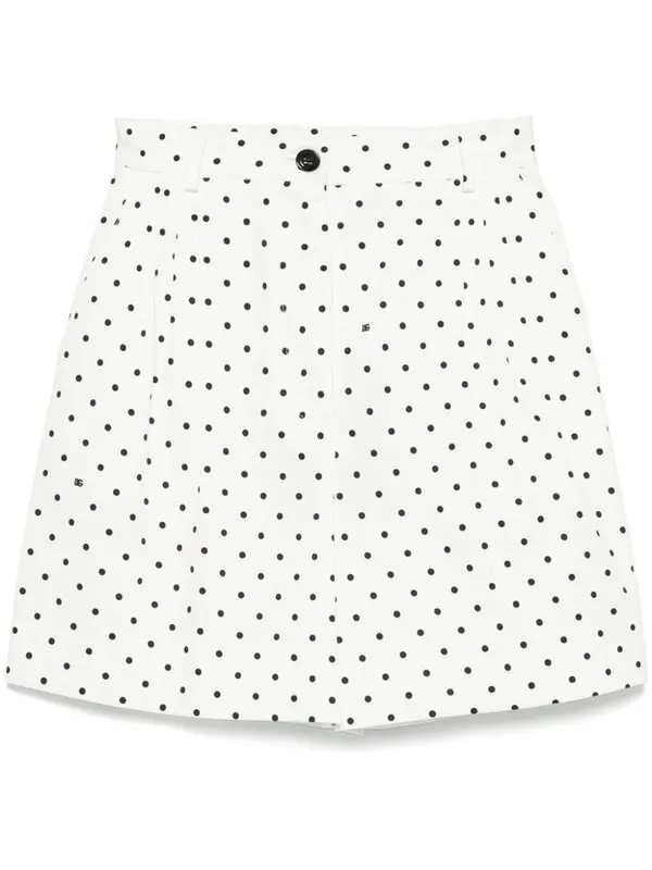 Dolce & Gabbana Polka-dot Box-pleat Shorts - White