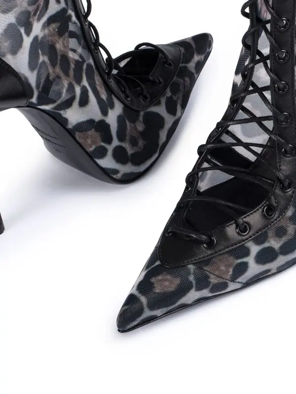 LE SILLA 120mm Colette Leopard Print Boots - Black