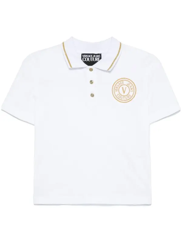 Versace Embroidered-logo Polo Top - White