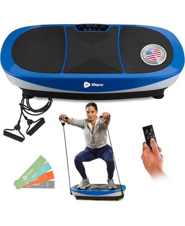 LIFEPRO Rumblex Max 4d Vibration Plate With Resistance Bands – Full Body Workout For Fitness - Blue