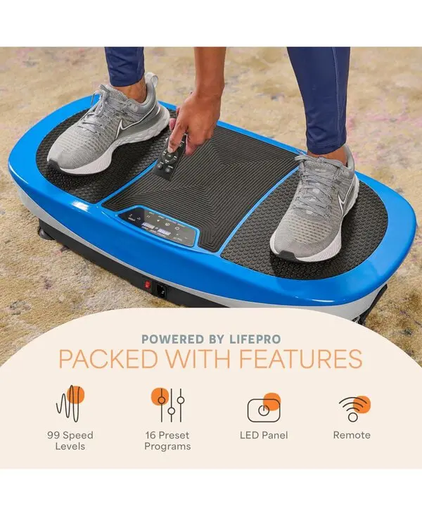LIFEPRO Rumblex Max 4d Vibration Plate With Resistance Bands – Full Body Workout For Fitness - Blue