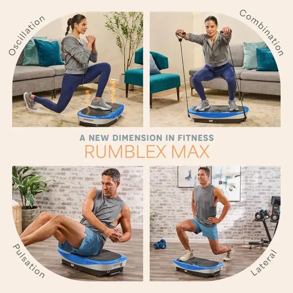 LIFEPRO Rumblex Max 4d Vibration Plate With Resistance Bands – Full Body Workout For Fitness - Blue