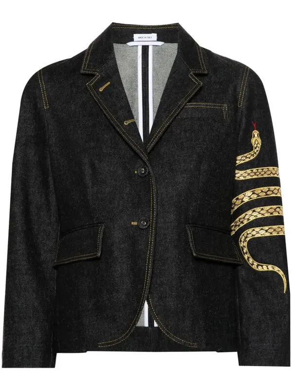 Thom Browne Snake-motif Denim Blazer