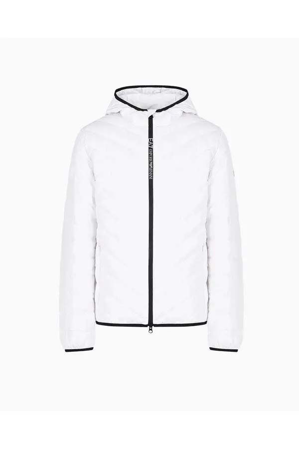 Emporio Armani Ea7 Premium Shield Packable Hooded Down Jacket - White