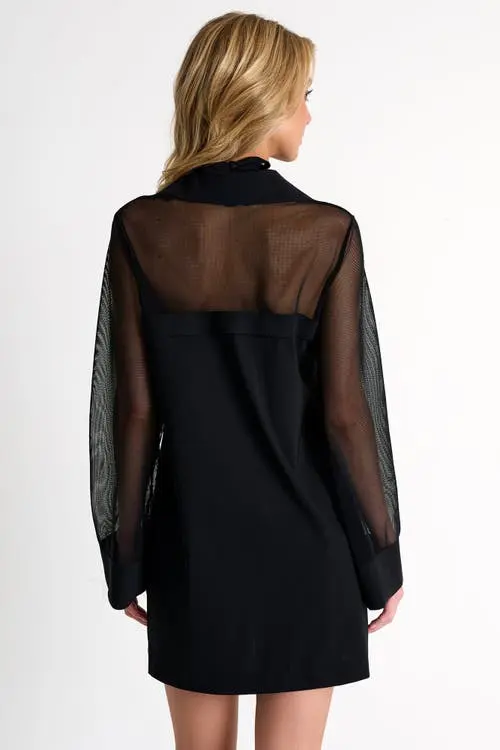 Shan Grid Mesh Beach Shirt-dress