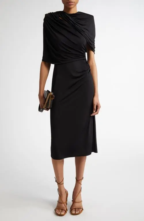 Stella McCartney Draped Cape Cutout Midi Dress