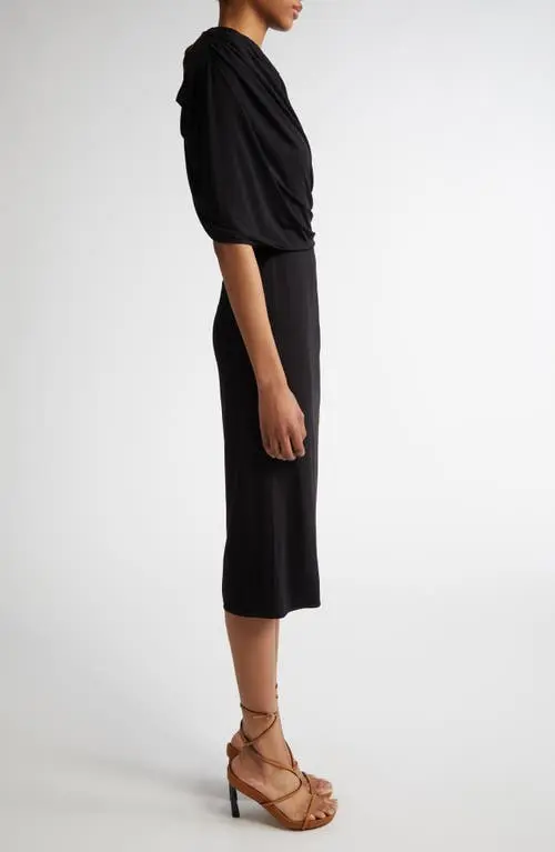 Stella McCartney Draped Cape Cutout Midi Dress