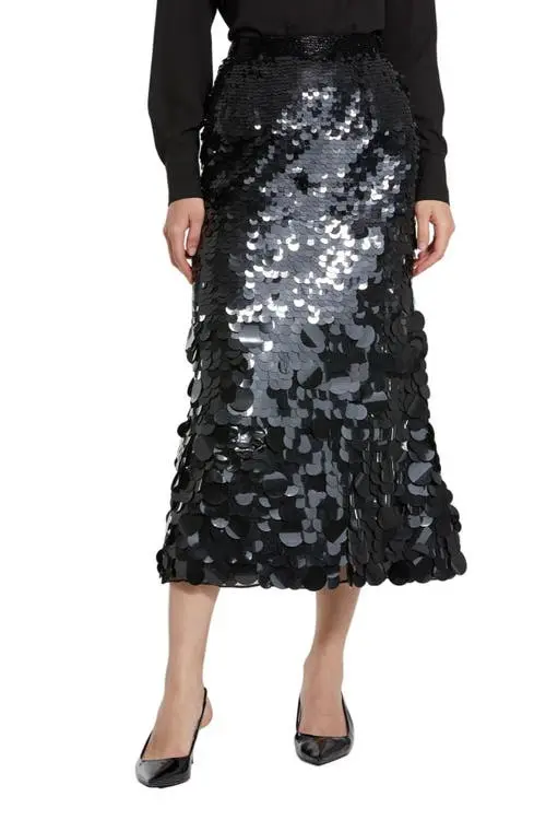 Mac Duggal Paillette Sequin Midi Skirt