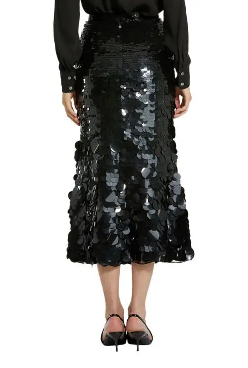 Mac Duggal Paillette Sequin Midi Skirt