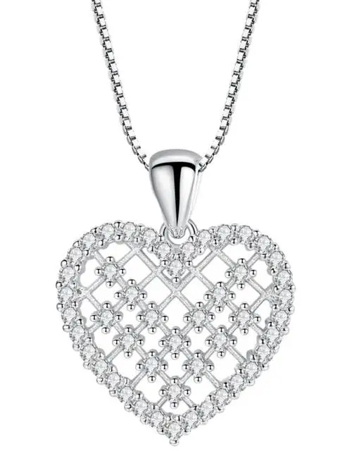 HOLLYWOOD SENSATION Crystal Heart Necklace - Silver