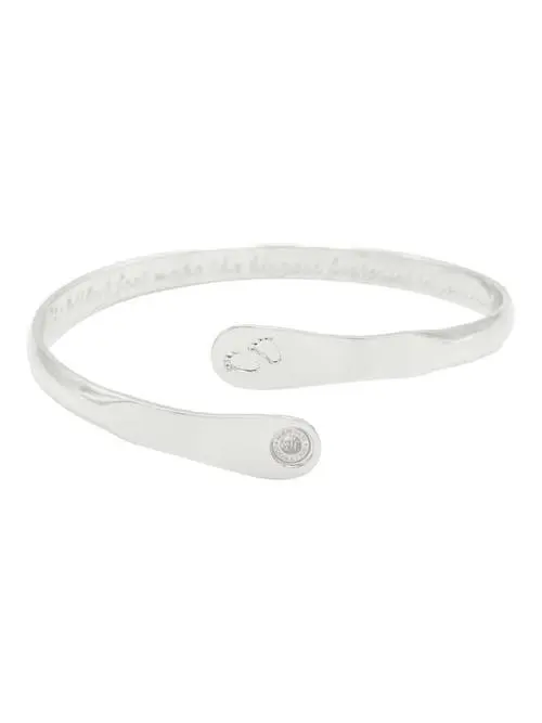 HOLLYWOOD SENSATION Engraved Baby Footprint Cuff Bracelet - Silver