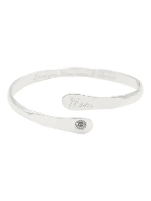 HOLLYWOOD SENSATION Engraved Mom Cuff Bracelet - Silver