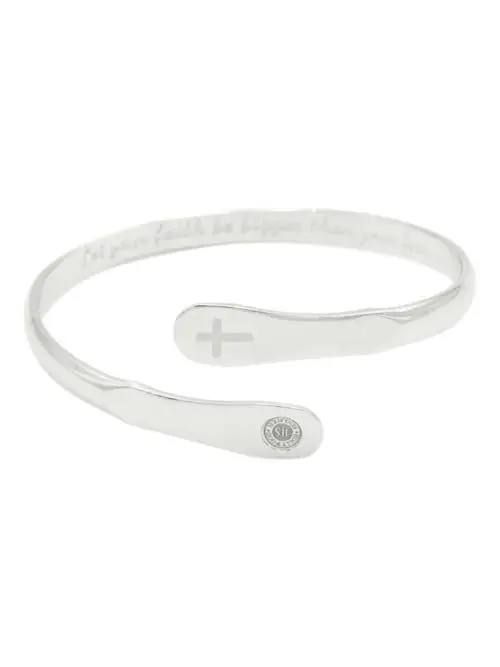 HOLLYWOOD SENSATION Engraved Cross Cuff Bracelet - Silver