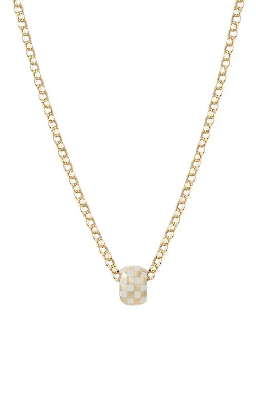 Adina Reyter White Enamel Checkerboard Rolo Necklace - Yellow