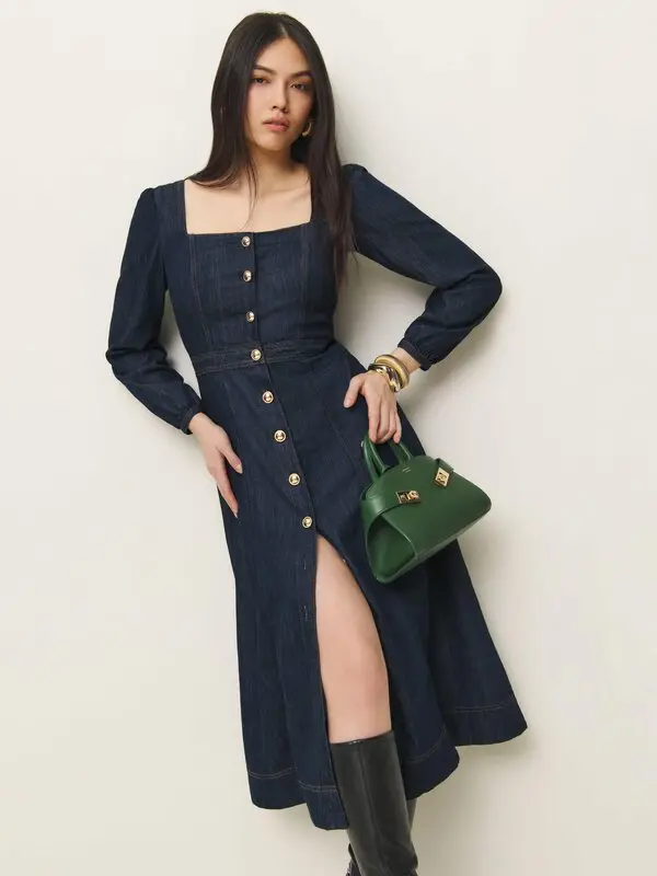 REFORMATION Celeste Denim Midi Dress