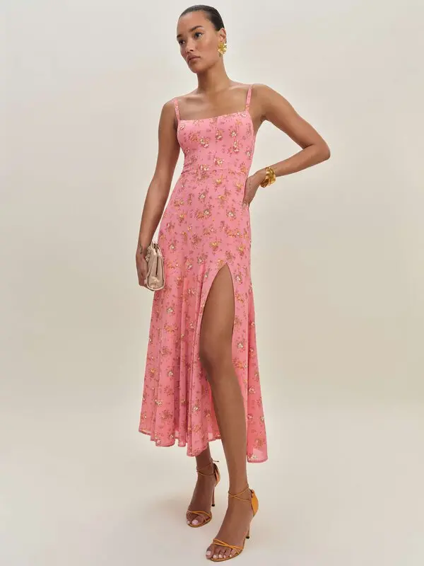 REFORMATION Eridania Midi Dress - Pink