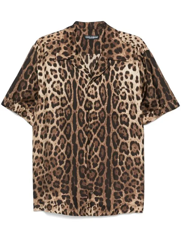 Dolce & Gabbana Leopard-print Silk Shirt - Brown
