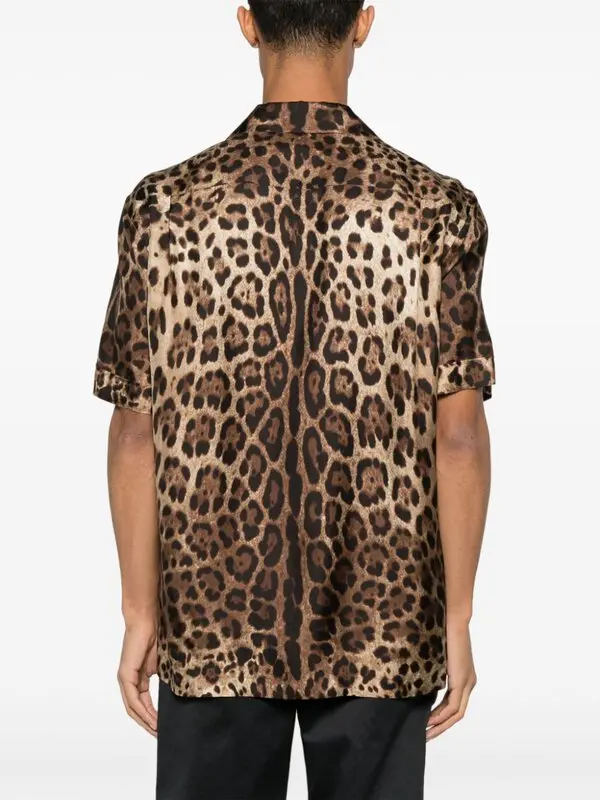 Dolce & Gabbana Leopard-print Silk Shirt - Brown