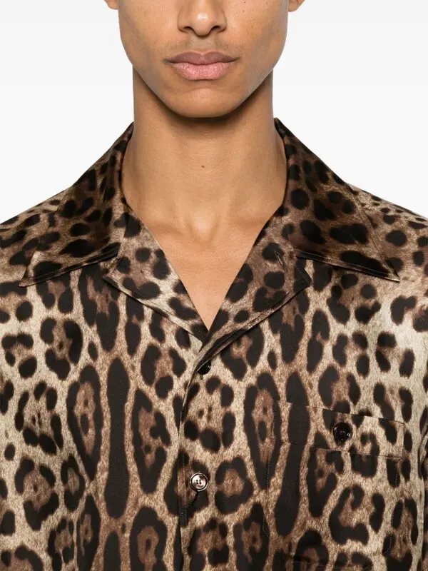 Dolce & Gabbana Leopard-print Silk Shirt - Brown