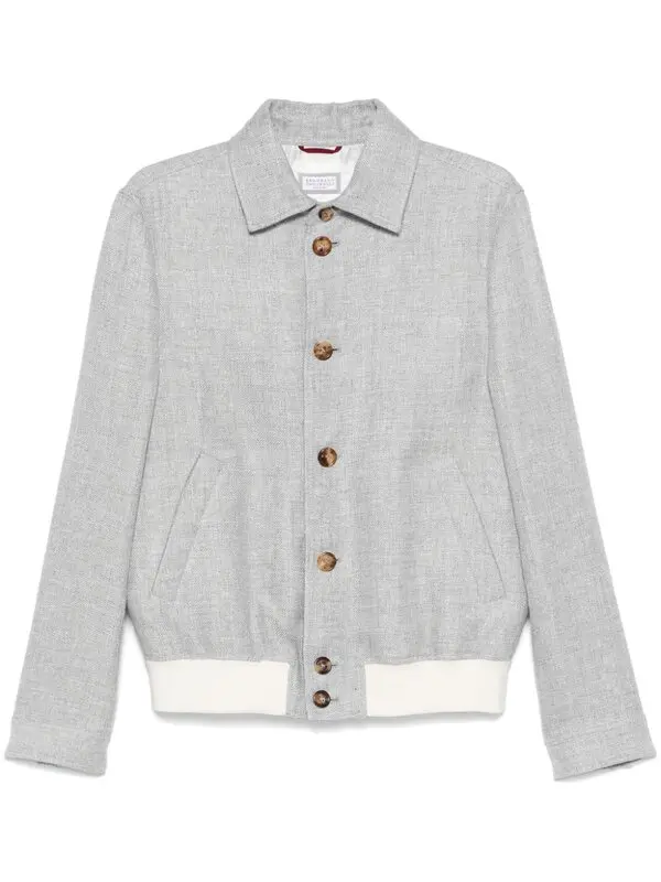 Brunello Cucinelli Mélange-effect Bomber Jacket - Grey